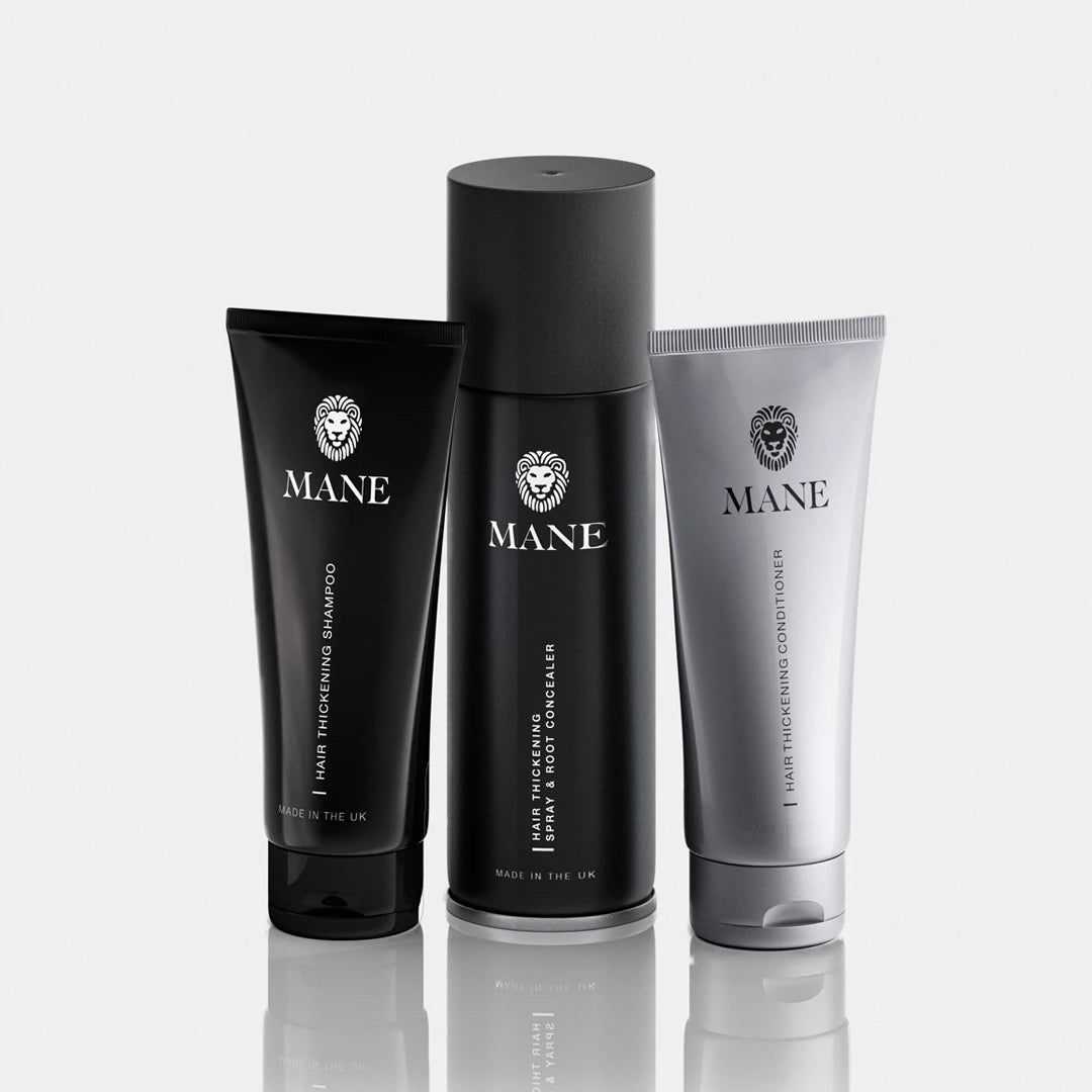 Mane Hair Thickening Spray, Shampoo and Conditioner | Fine Hair Regime ...